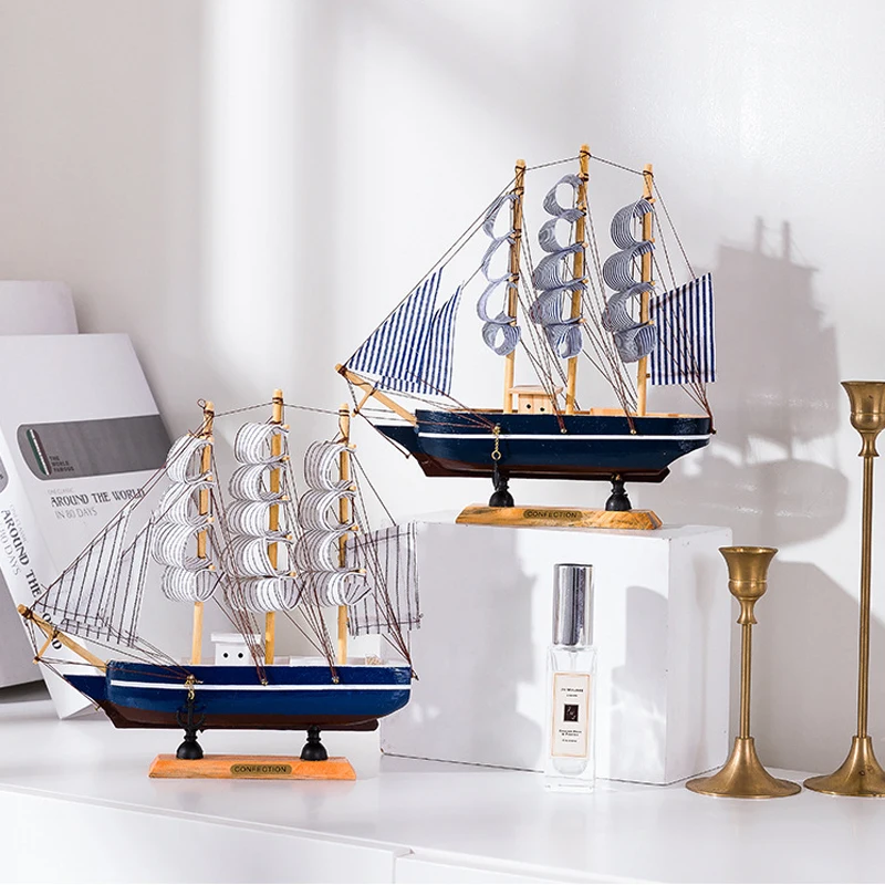 Wooden Home Decor Handmade Sailing European Boat Sailboat Miniatures ...