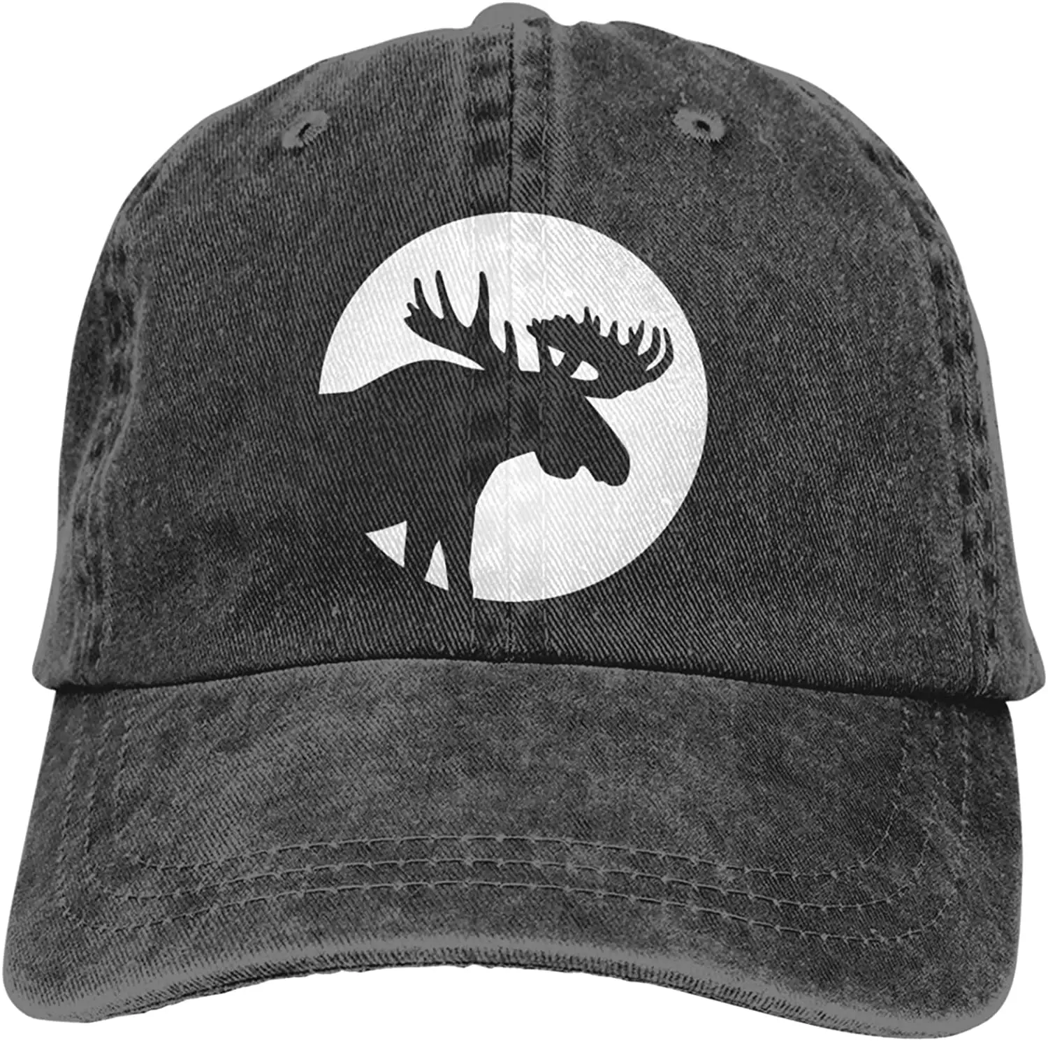 Linzsfe-Unisex-Moon-Scene-with-Moose-Baseball-Cap-Adjustable-Hat-Denim ...