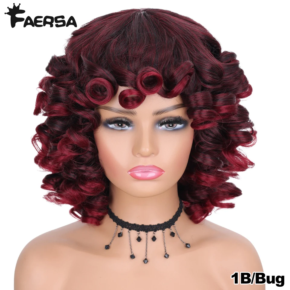 Perruque,Punaise-14pouces-1 PC--Perruques Afro Synthétiques Bouclées Et ...