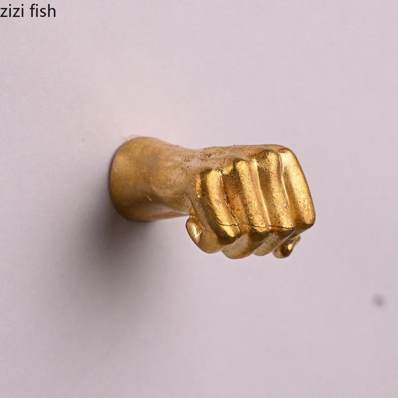 Vintage-Fist-Brass-Hook-Wooden-Hook-Cabinet-Brass-Handle-Drawer-Handle ...