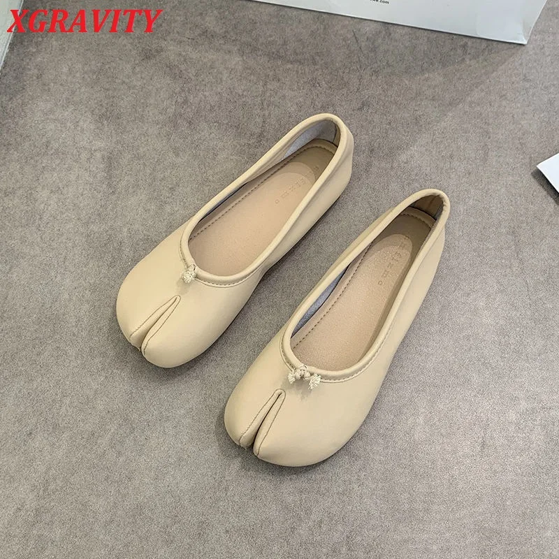 Split Toe Candy Flats Ballet Shoes Woman Slip On Loafers Soft Bottom ...