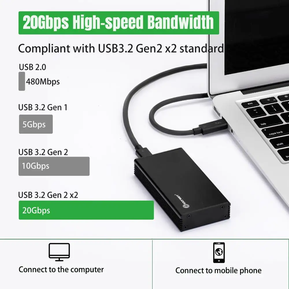 Iocrest Usb 3.2 Gen2x2 20gbps To M.2 M-key Nvme Pcie Ssd External ...