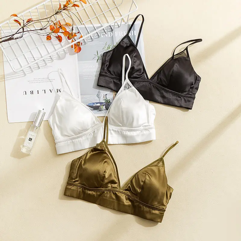 Silk Wireless Bra Bralette | Silk Bra Comfortable | Wire Free Satin Bra ...