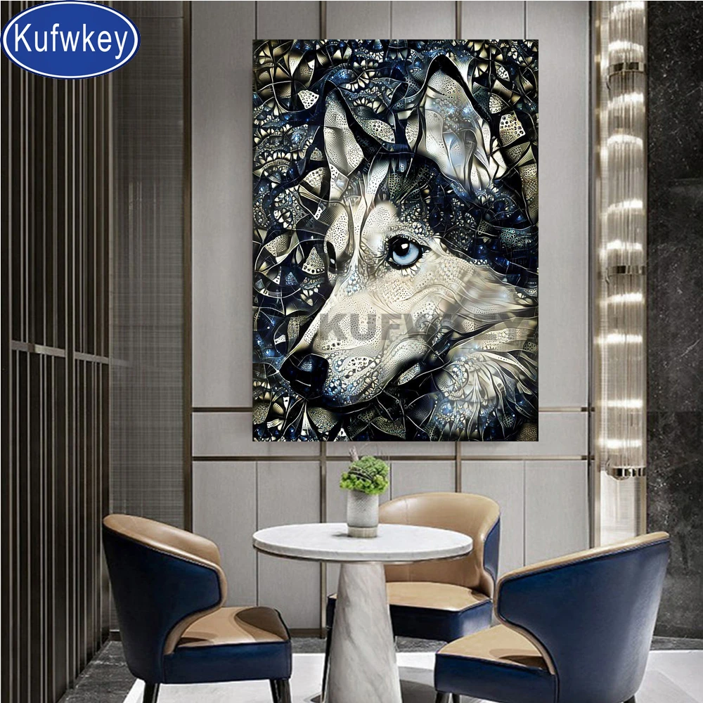 Diamond Painting Siberian Husky Dog Abstract Art Diamond Embroidery 5d ...