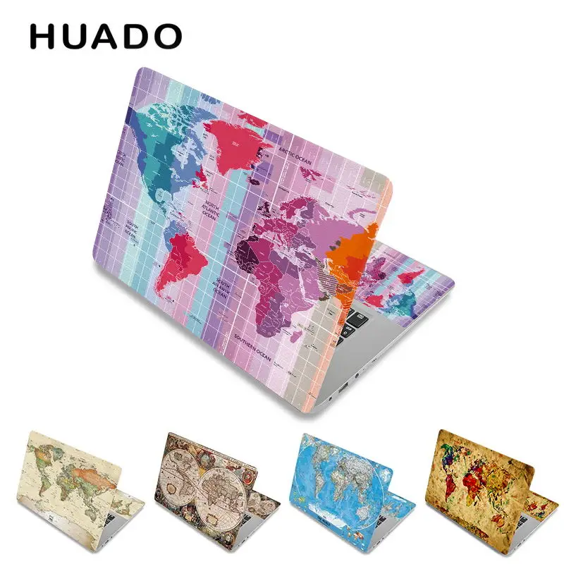 World Map Laptop Sticker 17" Vinyl Notebook Skin 15.6" 15" Decal 12"14 ...