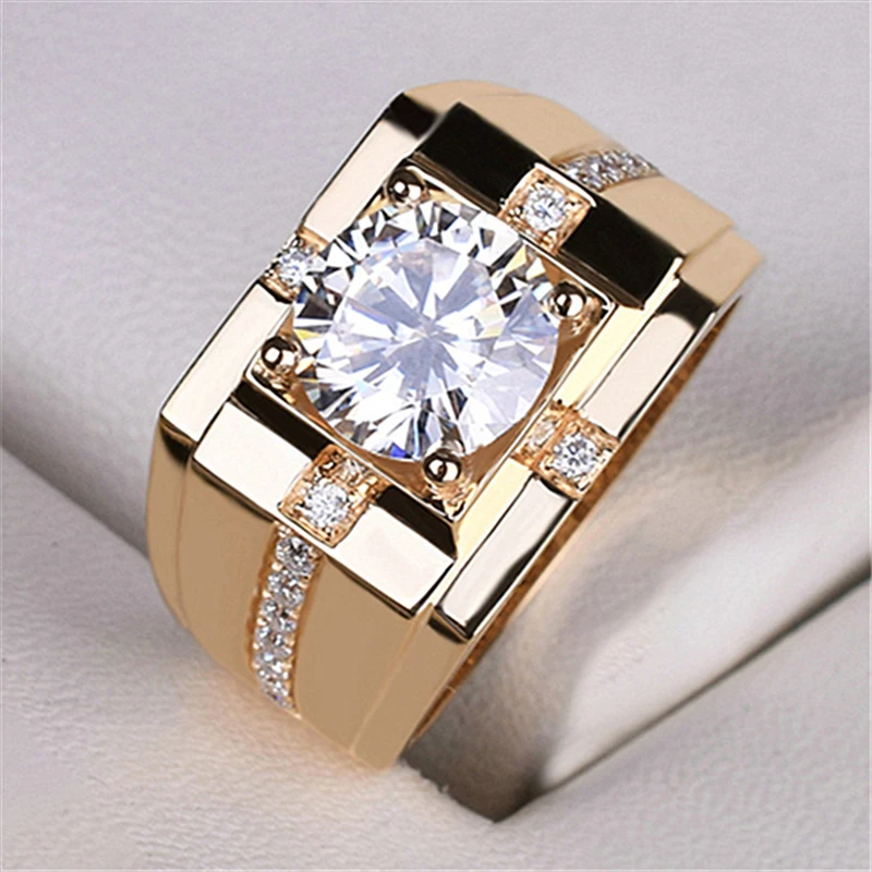 2024-Luxury-Gold-Color-Round-Cubic-Zircon-Rings-for-Men-Classic-Wedding ...