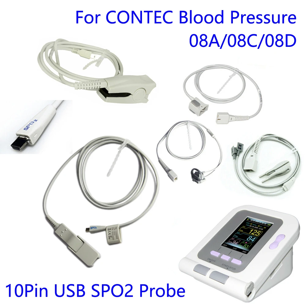 Adult-Paediatric-Neonatal-Veterinary-10-Pin-USB-SPO2-Probe-Blood-Oxygen ...