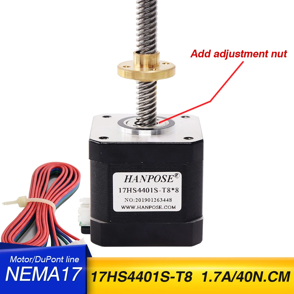 Nema17 17hs4401s-t8 Stepper Motor With T8 Screw Lead 2/4/8mm 300mm 42 ...