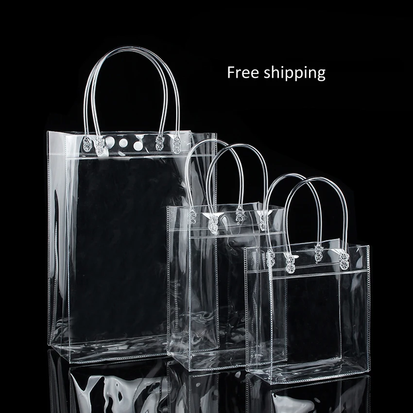20pcs Transparant PVC Gift Tote Packaging Bags With Handle Clear ...
