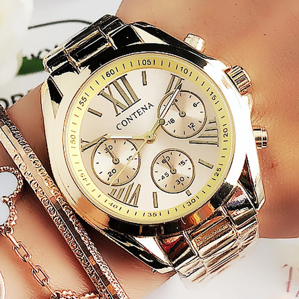 CONTENA Fashion Golden Women Luxury Watch Women Watches Bracelet Women ...