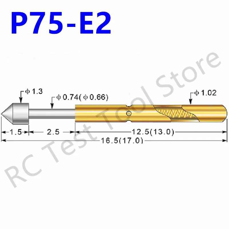 100PCS-P75-E2-Spring-Test-Probe-Pogo-Pin-Test-Pin-Dia-1-02mm-Conical ...