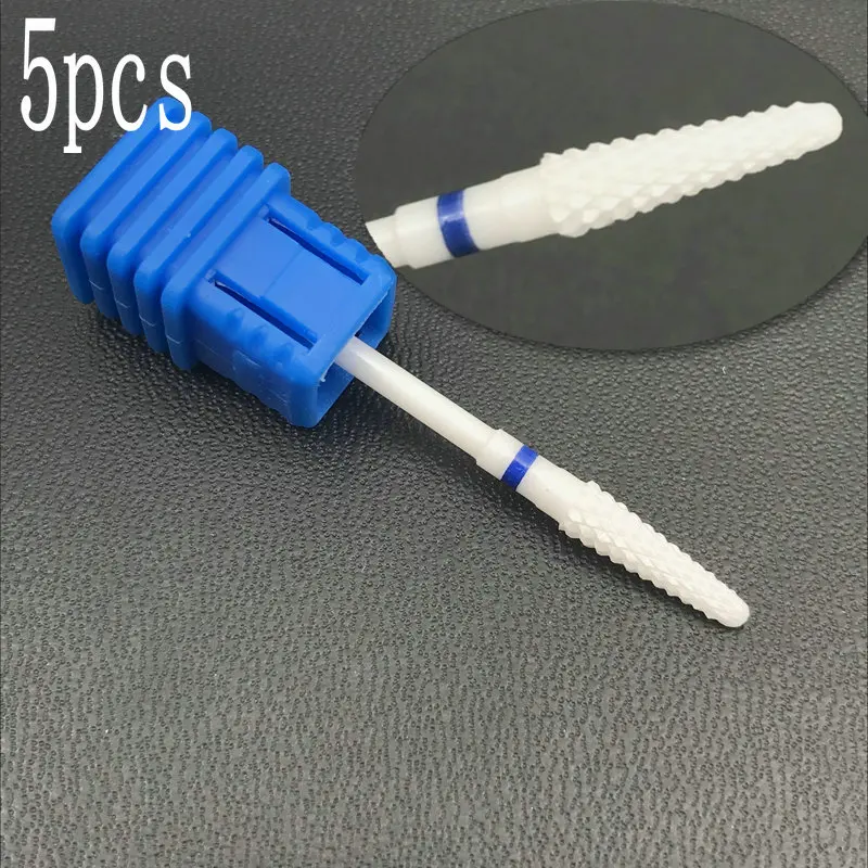 5pcs Ceramic Nail Drill Bit & Zirconia Ceramic -conical Shape-medium ...