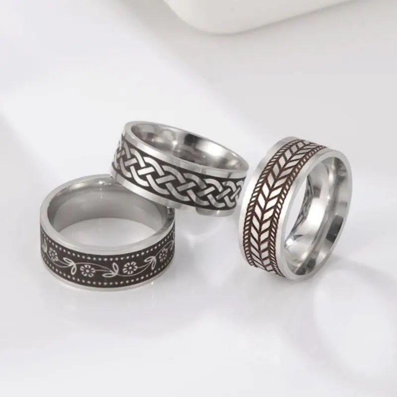 Old Style Retro Viking Rings Black Amulet Vintage Norse Runes Knot Ring ...