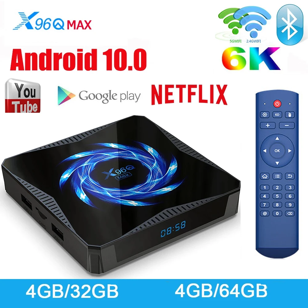 Netflix Dispositivo de TV inteligente x96Q Max, decodificador con ...