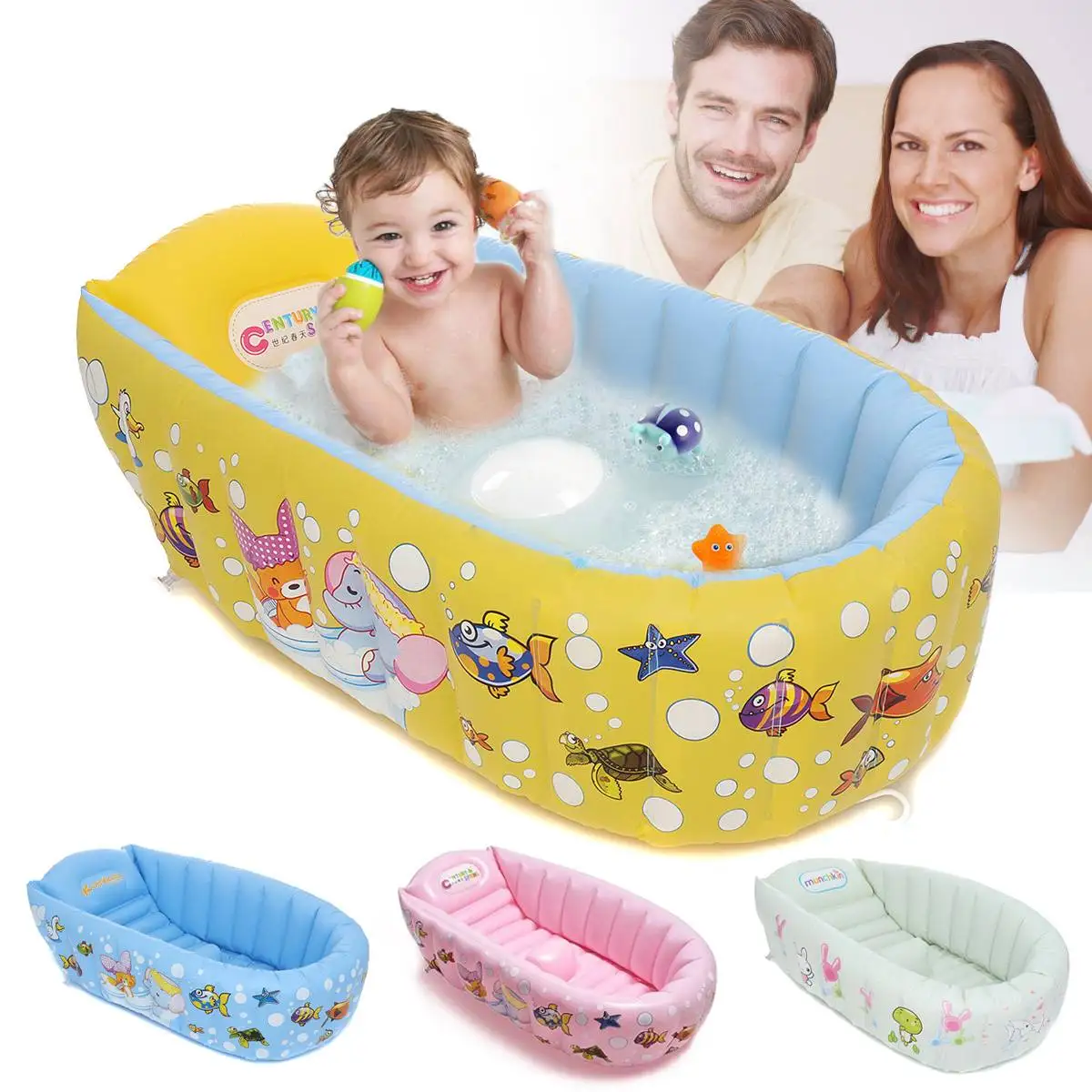 90X55X25CM Portable Bathtub Inflatable Bath Tub Child Tub Cushion Warm ...