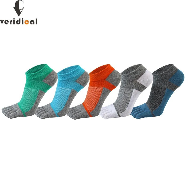 Pure Cotton Five Finger Socks Mens Sports Breathable Mesh Comfortable ...