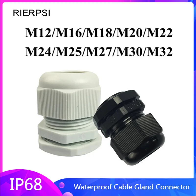 10-5pcs-Waterproof-Cable-Gland-Connector-IP68-White-Black-Nylon-Plastic ...