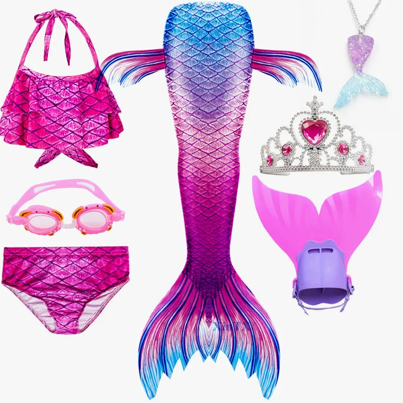 Girls Children Mermaid Tail For Swimming Cosplay Swimsuit with Bikini ...