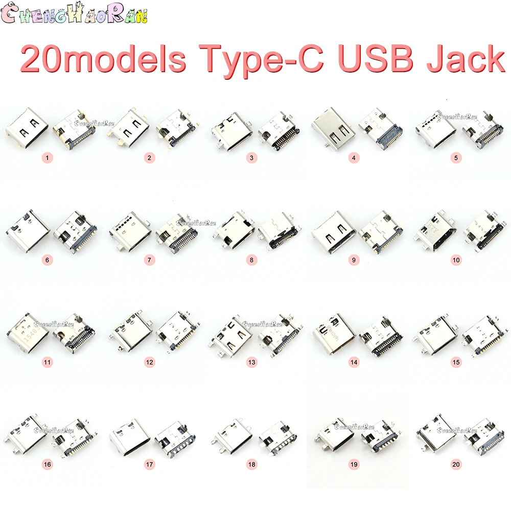 20models-40pcs-100pcs-Micro-Usb-Jack-3-1-Type-C-24Pin-12p-6p-Female ...