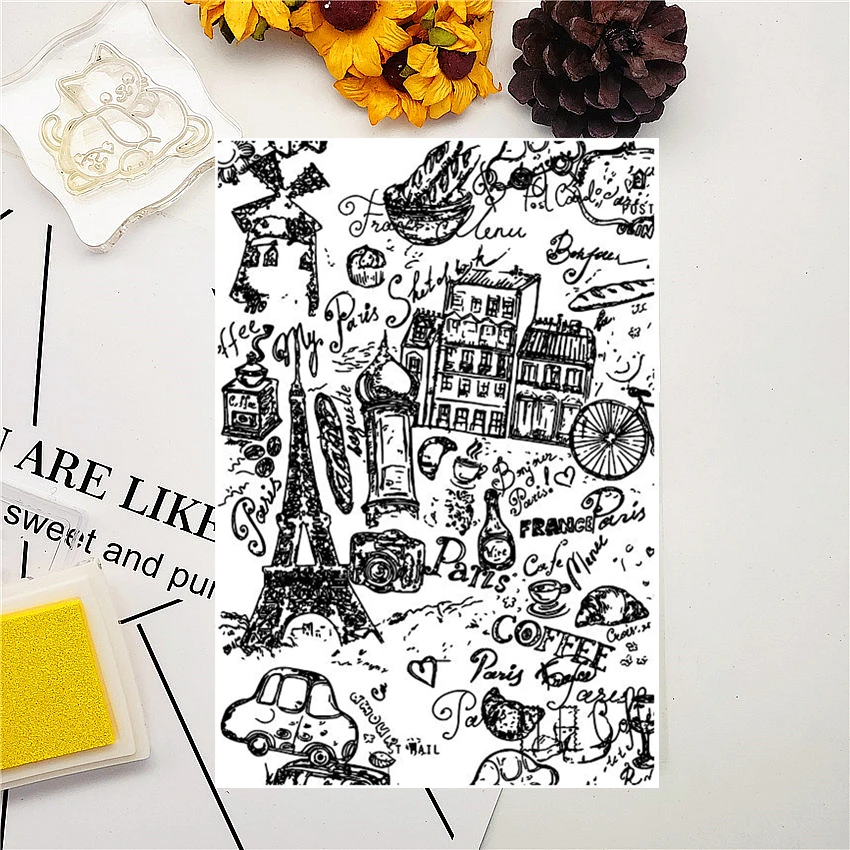 11*16cm Paris Travel Text Transparent Clear Stamps / Silicone Seals ...