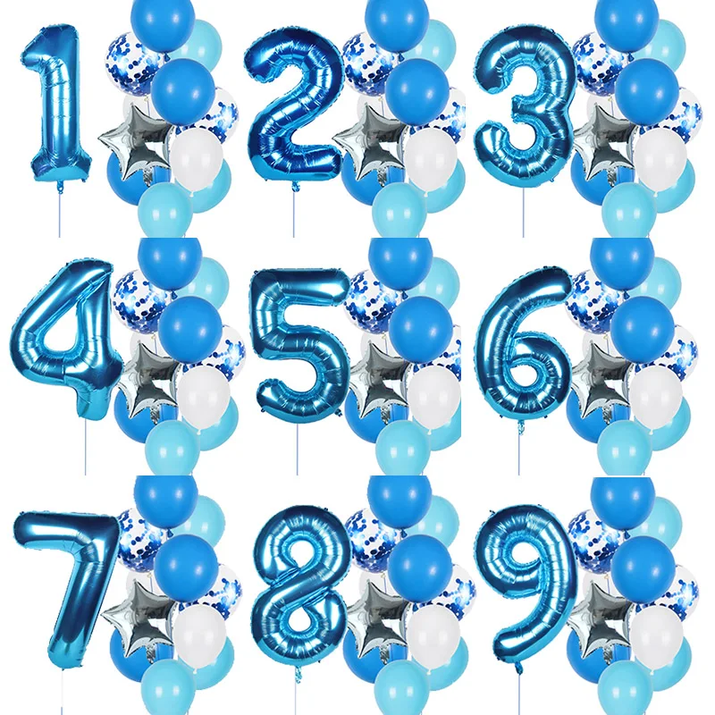 12pcs-Boy-Birthday-Balloons-Blue-Latex-Confetti-Number-Balloons ...