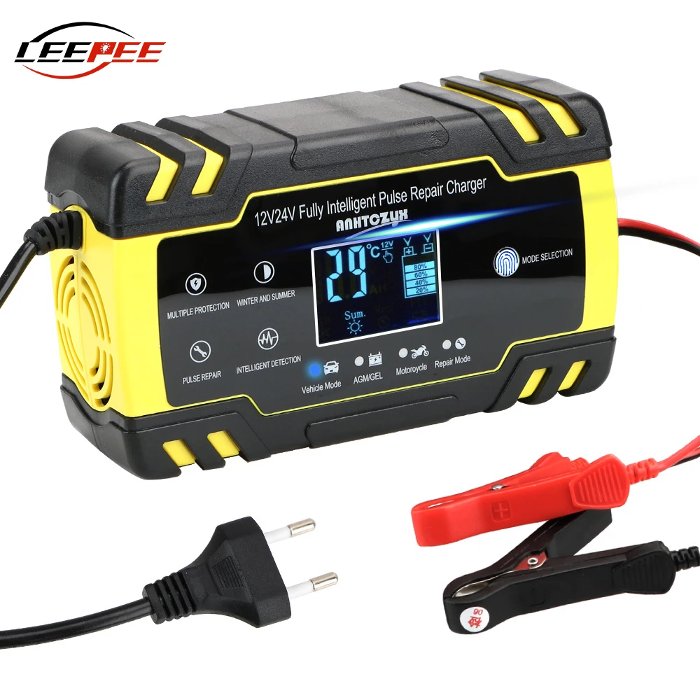 12V 24V EU US UK Plug Car Battery Charger Lead Acid Battery Pulse ...