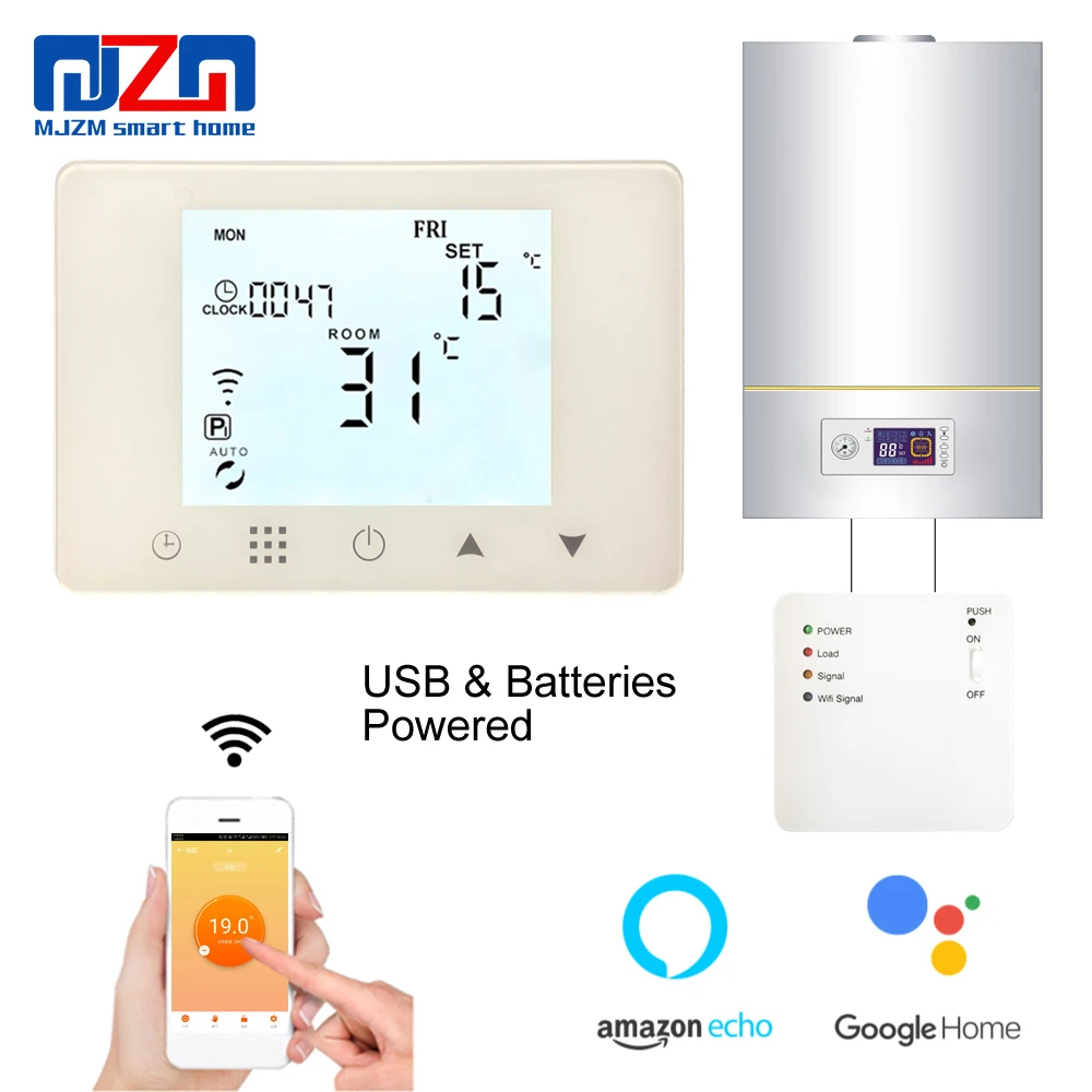 Mjzm Bgl09rf-wifi & Rf Wireless Room Thermostat For Gas Boiler Water ...