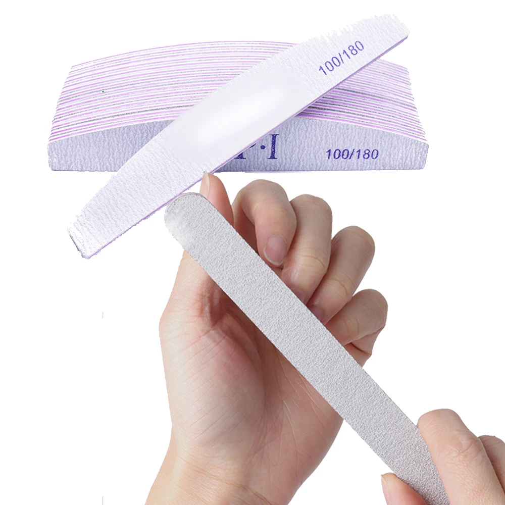 10/25Pcs/lot Professional Nail File 100/180 Half Moon Sandpaper Nail ...