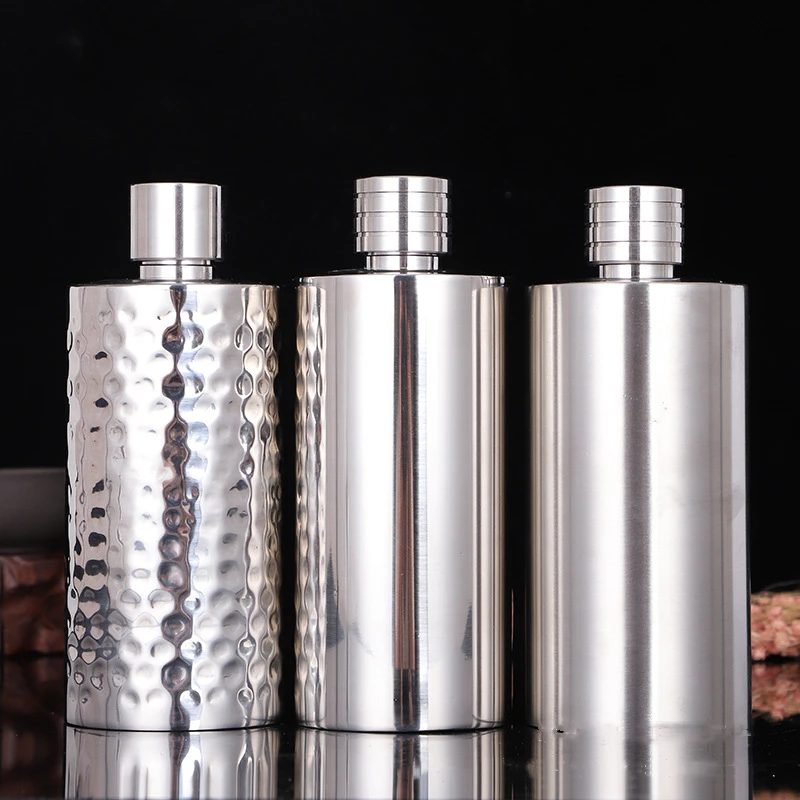Cylindrical 304 Stainless Steel Flasks 18oz/500ml Bottle Alcohol Flagon ...