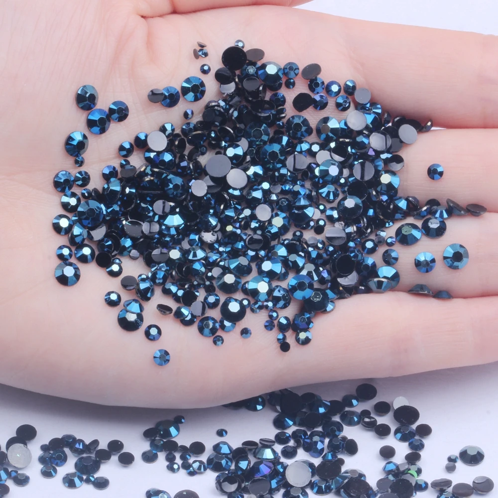 500-1000pcs-2-6mm-And-Mixed-Sizes-Navy-Blue-AB-Resin-Rhinestones-Non ...