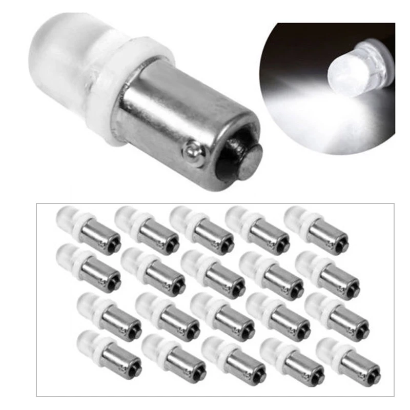 For 20pcs ba9s 1895 H6W 53 57 bayonet LED bulb white 12V map light ...