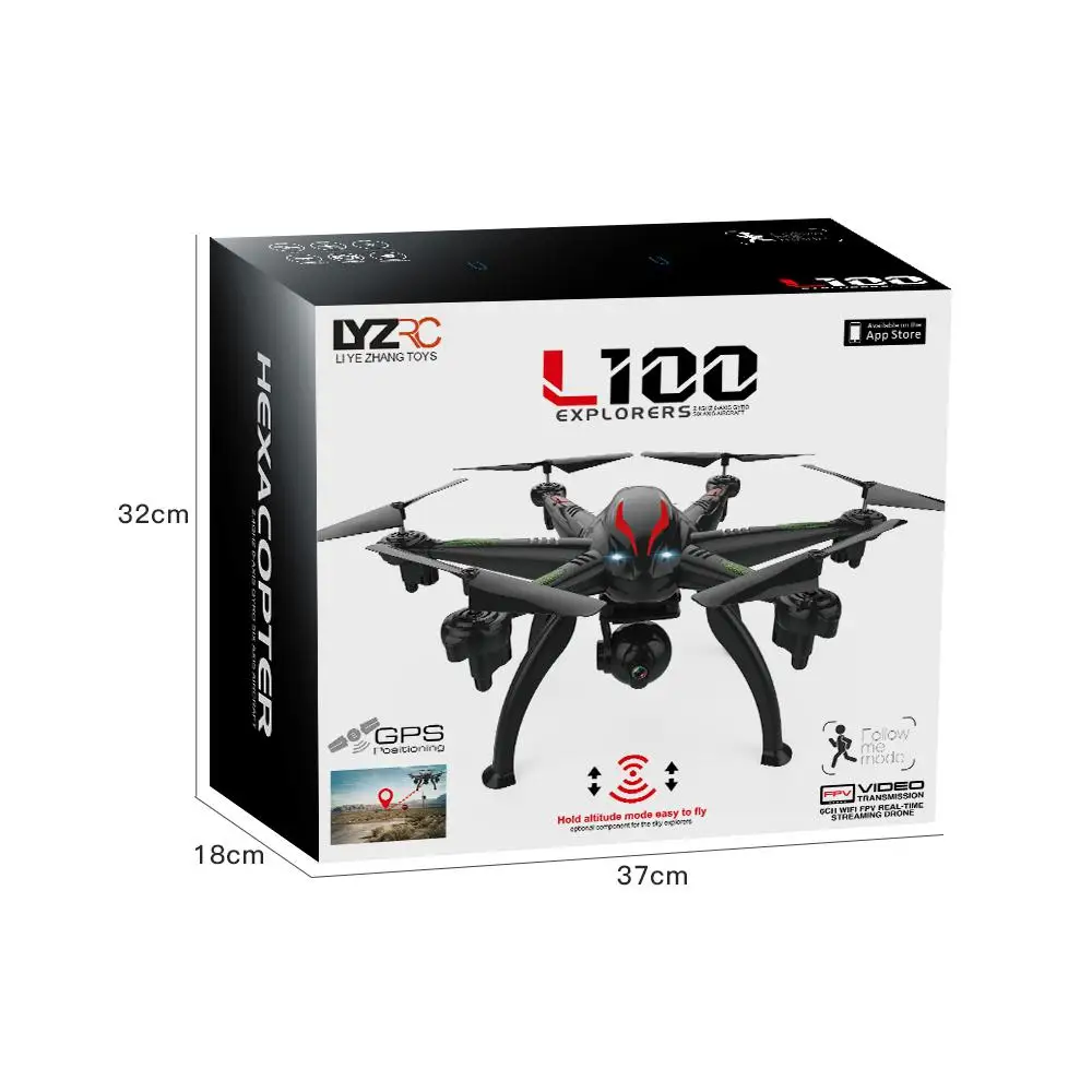 L100 Drone 6 Axis RC Hexacopter GPS Drone With 1080P HD Camera 3D Roll ...