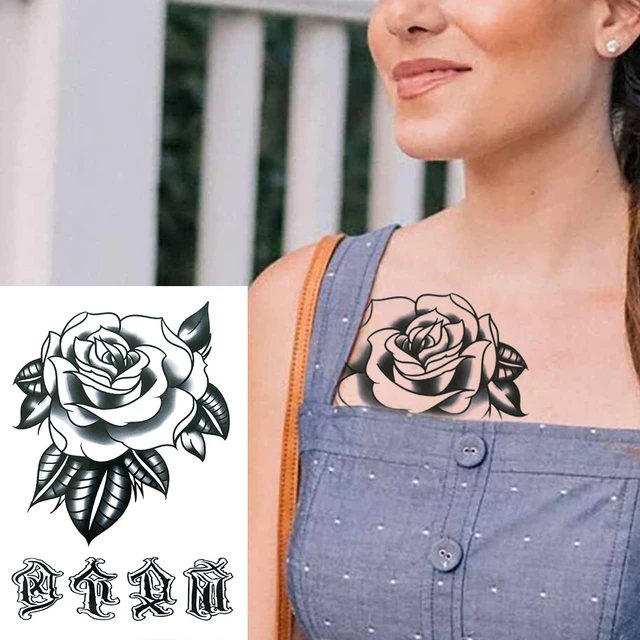 Rose Tattoos On Chest With Names