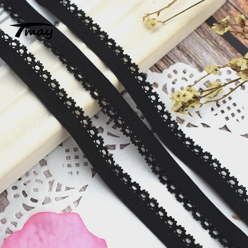 #1721 Pure Black Elastic Ribbon Lace Trim 8yards/lot Stretch elastic ...