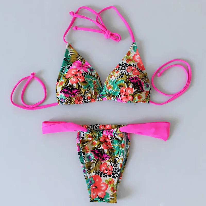 2019 two piece printed Swimsuit micro mini Bikinis tanga set Women ...