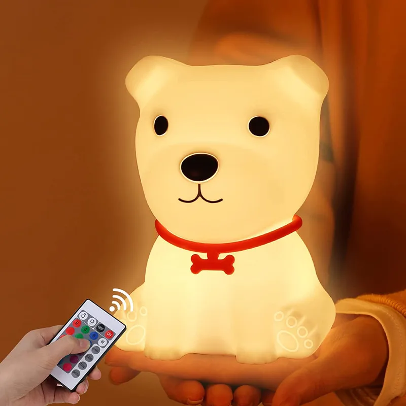 USB LED Dog Puppy Lamp Child Nightlight Kids Baby Night Light Remote ...