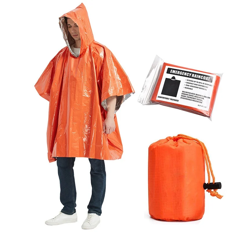 Outdoor Life Emergency Raincoat Thermal Keep Warm Waterproof Mylar ...