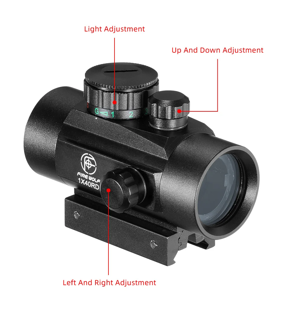 Fire Wolf 1x40 Red Dot Red Green Crosshair 11mm/20mm Hunting Scope ...