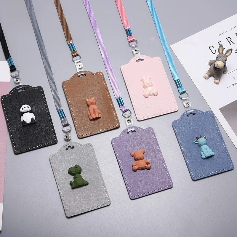 Cute-Cartoon-Leather-Student-Campus-Card-Hanging-Neck-Bag-Card-Holder ...