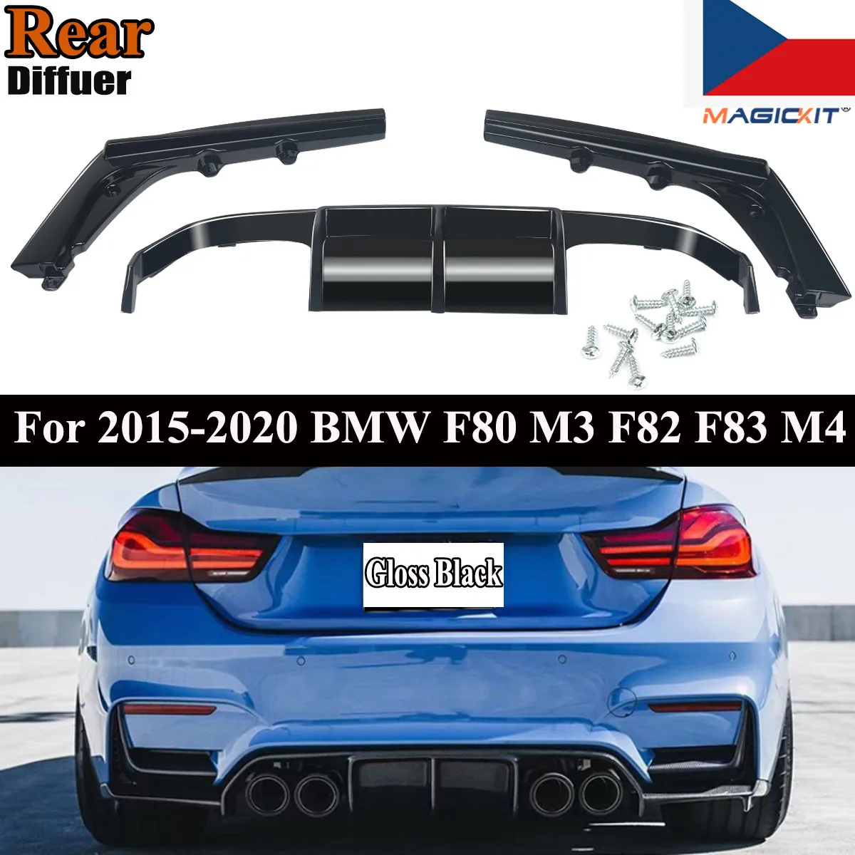 Magickit Psm Style 3pcs Rear Diffuser Lip Glossy Black For Bmw F80 M3 ...