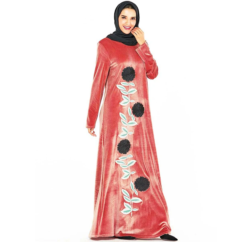 Winter muslim dress Women Thicken Warm Plus Size Velvet Abaya Dubai ...