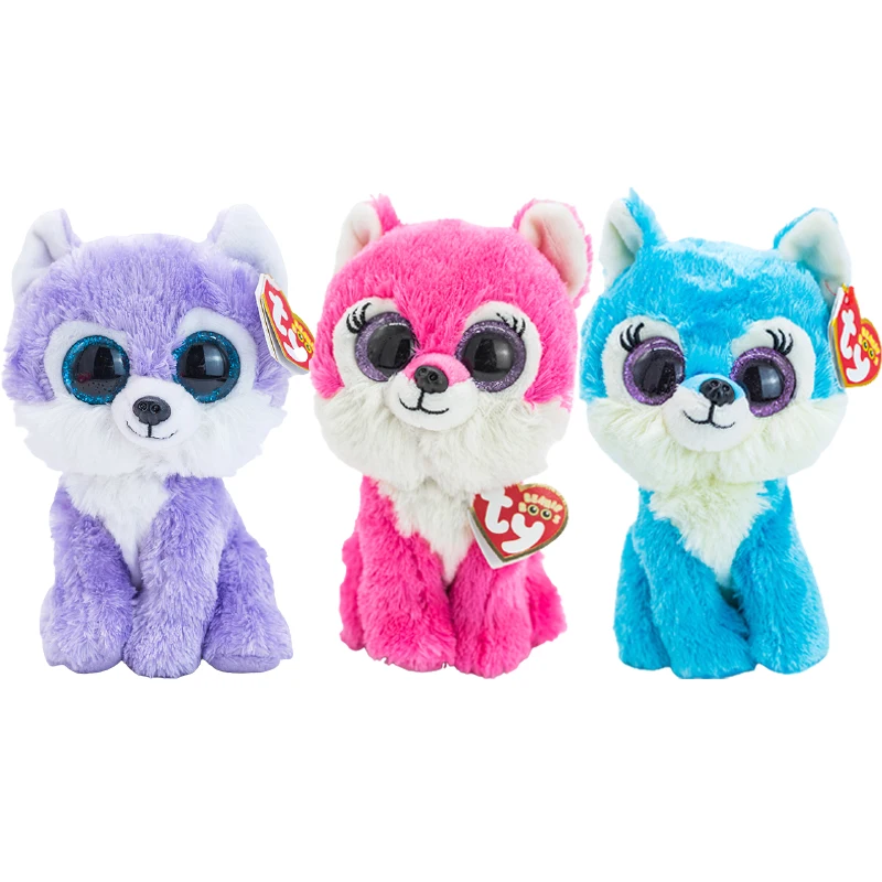 15CM-TY-Beanie-Big-Glitter-Eyes-Pink-Blue-Fox-Plush-Stuffed-Animal ...