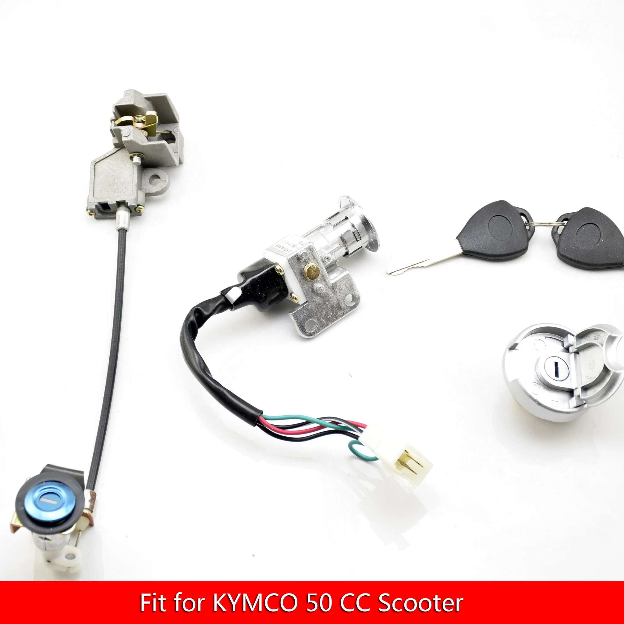 IGNITION KEY SWITCH SEAT LOCK TANK 5 Wire For Moped KYMCO 50 CC GY6 50 ...