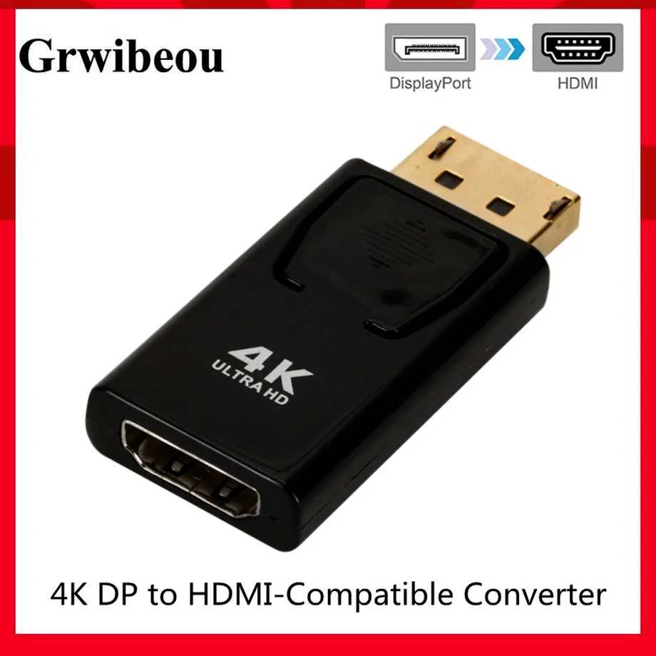 4K DisplayPort to HDMI Adapter Converter Display Port Male DP to HDMI ...