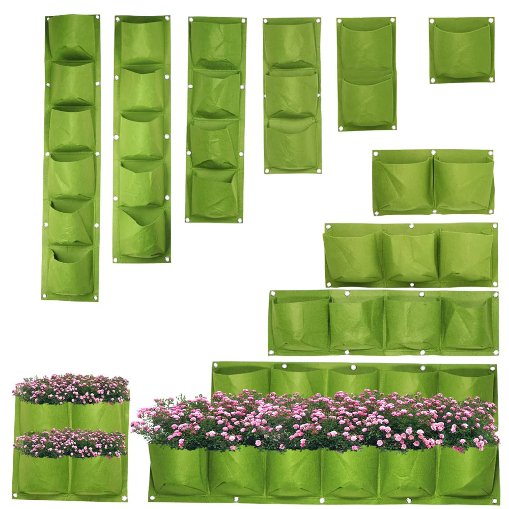 1PCSPockets-Vertical-Green-Grow-Bags-Wall-Mounted-Hanging-Flower-Pots ...