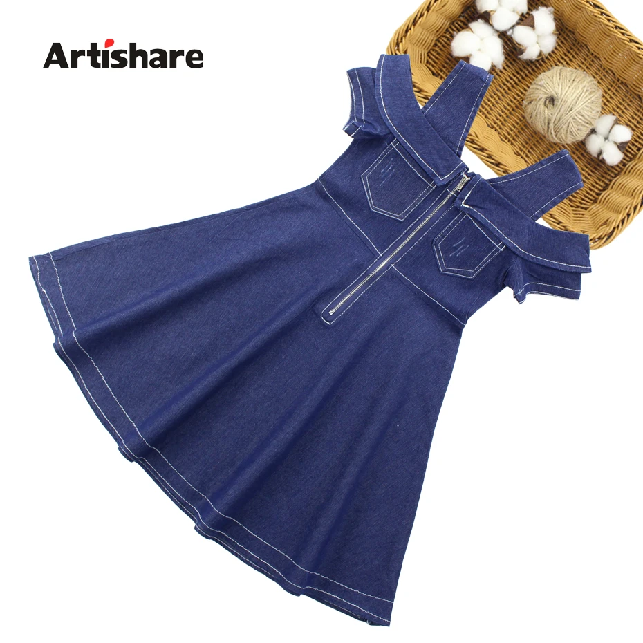 2020-Girls-Summer-Dress-Off-Shouder-Denim-Dress-For-Girls-Newest-Jeans ...