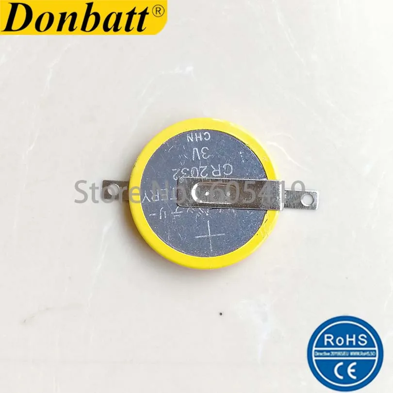 500pcs/Lot Tabbed 3V Lithium CR2032 Coin Cell Battery with Pins/Tabs ...