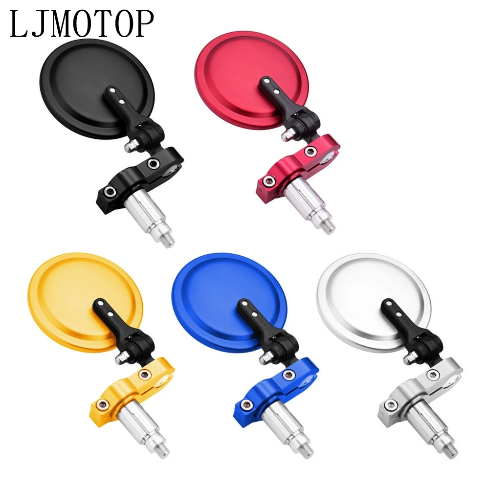 Universal Motorcycle Mirrors 3 Inch Round Folding Bar End Side Mirror ...