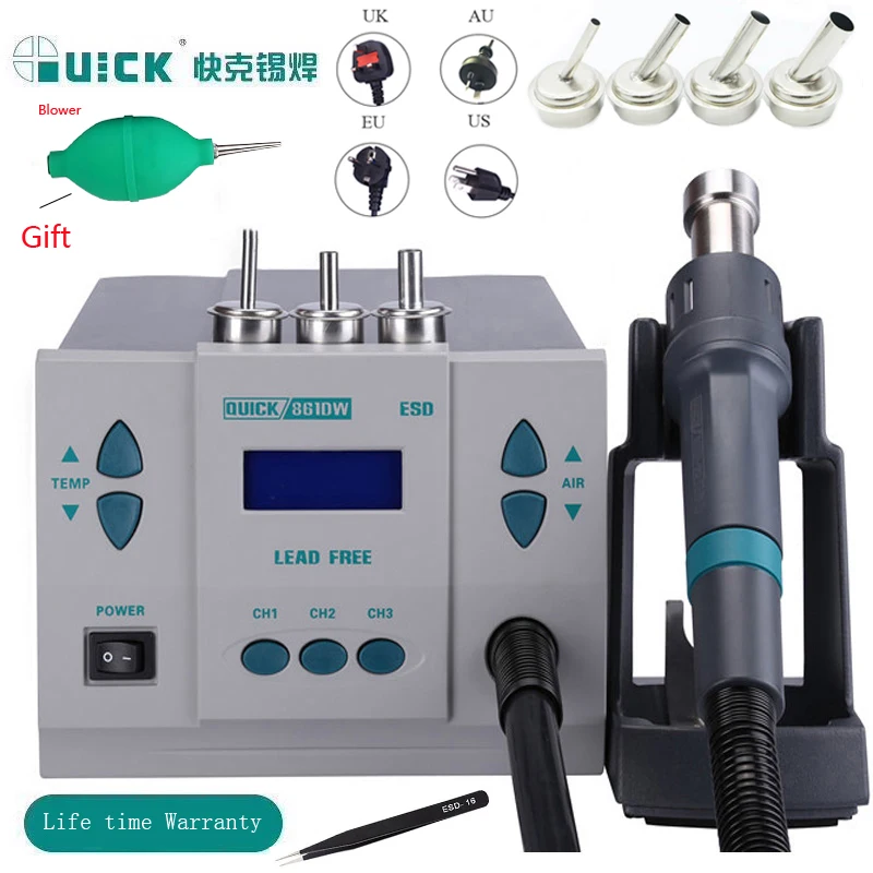 QUICK Estación de soldadura de aire caliente sin plomo, estación de ...