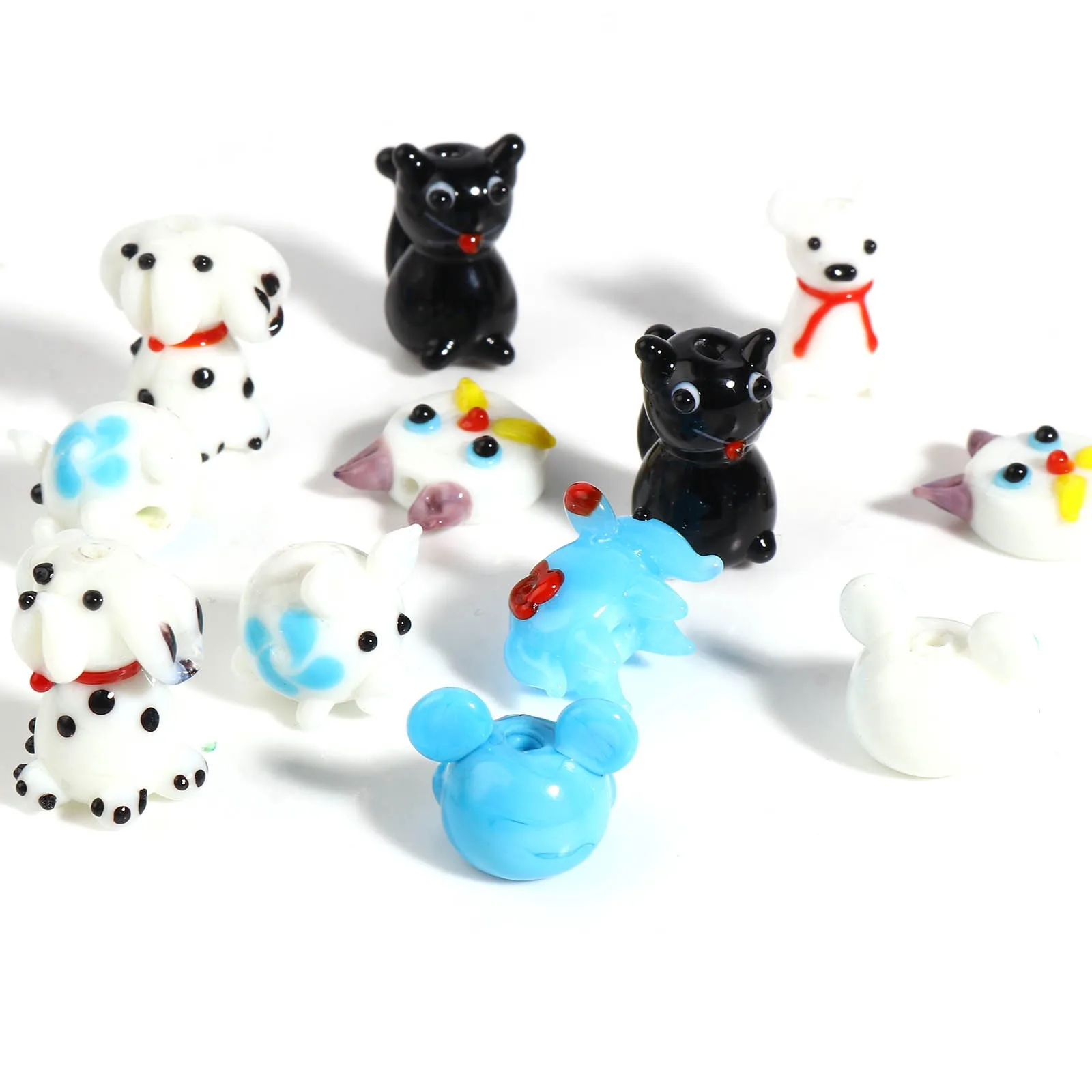 Creative-Cartoon-Lampwork-Glass-Beads-Animal-Dog-Cat-Tiger-Multicolor ...